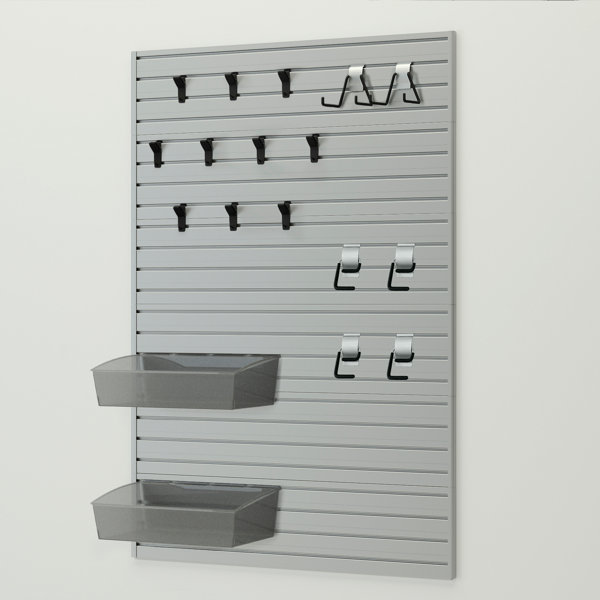 Flow Wall 19 Piece Slatwall Panel, Bin, Hook Storage Set - Slatwall & Reviews | Wayfair